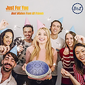 BURNING&LIN Steel Tongue Drum Tongue Drum 15 Notes 14 Inches Handpan Drum Percussion for Meditation Yoga Musical Education for Adult& Kids(Lotus Purple)