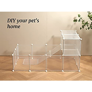 LURIVA Transparent Clear Small Animal Playpen, Guinea Pig Cages, Puppy Dog Pet Rabbit Bunny Indoor Outdoor Fence Pen Enclosure, White Plastic Playpen,12 X 12 Inch, Panels