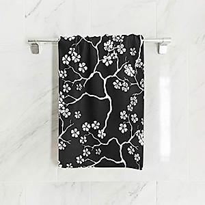 ALAZA Microfiber Gym Towel Cherry Blossoms Floral, Fast Drying Sports Fitness Sweat Facial Washcloth 15 x 30 inch