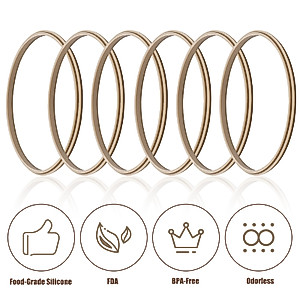 6pcs Replacement Gasket Rings Compatible with Simple Modern 40 oz Tumbler, 3.35 Inch Leak-Proof 40 oz Replacement Rubber Lid Seals Gaskets BPA Free Water Bottle Accessories (Gray)