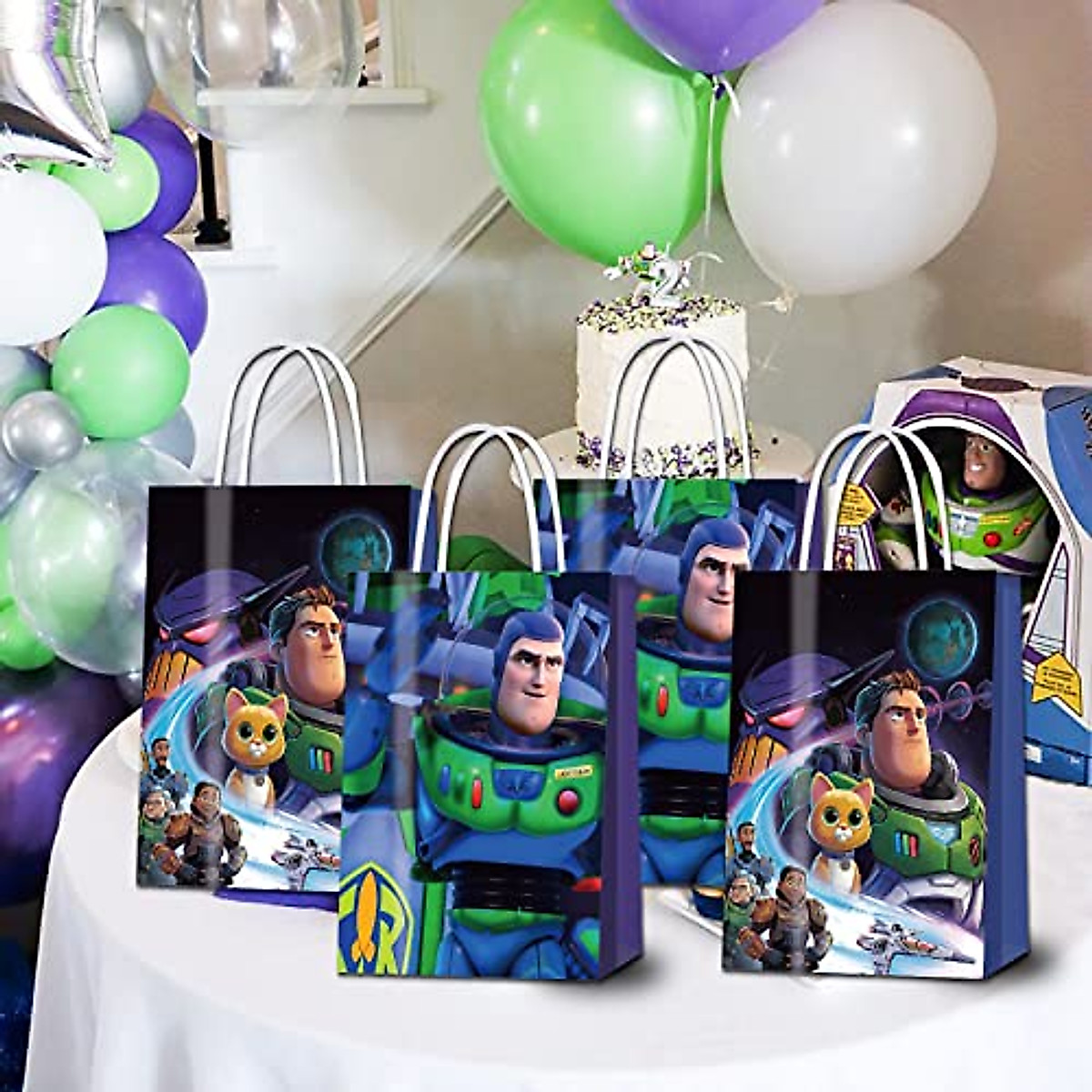 VDESFUEBY 16 Pack Buzz Lightyear Party Gift Bag Birthday Gift Bag Snack Goodies Bag Kids Party Supplies
