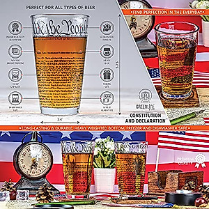 Greenline Goods – United States Constitution & Declaration of Independence Glasses (Set of 2) - 16 oz Drinking Glasses - American US Patriotic Gift Set We The People - Beer Glasses
