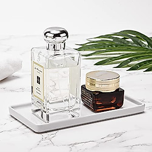 AUXSOUL Vanity Tray, Bathroom Sink Storage Tray, Ceramic Bathtub Tray Organizer Cosmetics Holder for Tissues, Candles, Towel, Soap, Towel Plant Jewelry(Small)