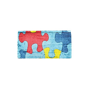 Unique Custom Colorful Autism Awareness Puzzle Wood Women Trifold Wallet Long Purse Credit Card Holder Case Handbag
