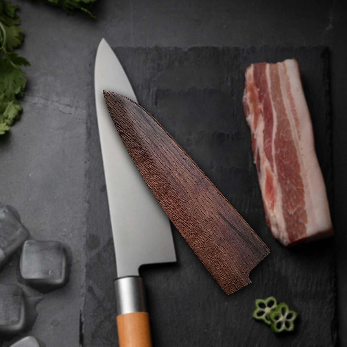 Knife Scabbard Knife Wooden Cover Cutter Cover Pocket Holder Convenient Sheath Classical Wear Resistant Bag for Kitchen Hunting, 210mm