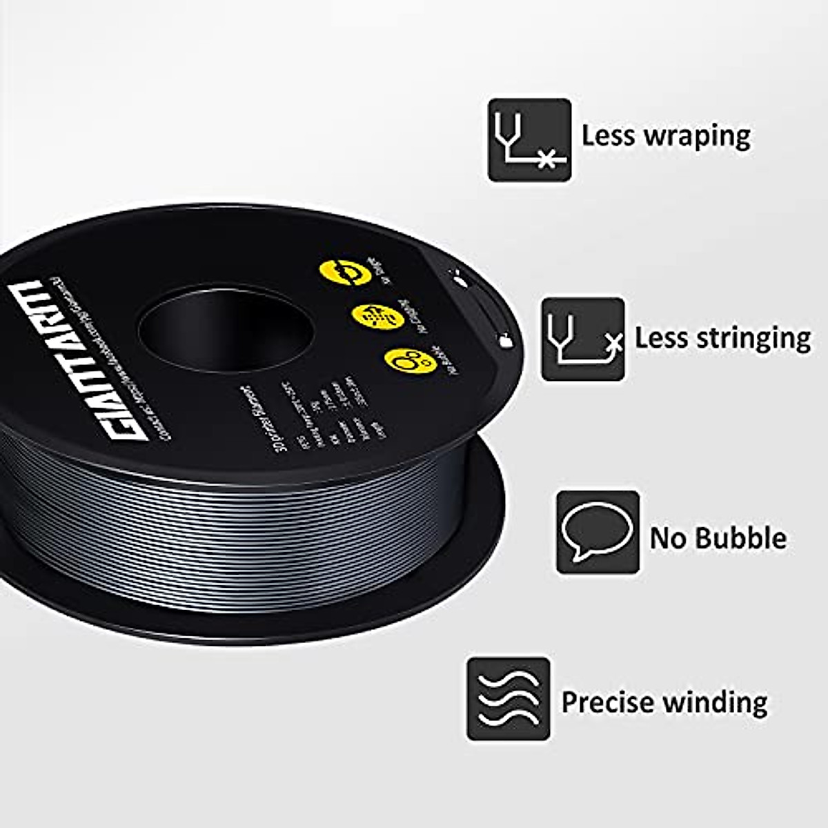 GIANTARM Silver PETG 3D Printer Filament Toughness Enhanced 1kg (2.2lbs), 1.75mm Dimensional Accuracy +/-0.03mm, 1080 Feet（330m)/Roll, Vacuum Package, Fit for Most 3D FDM Printer