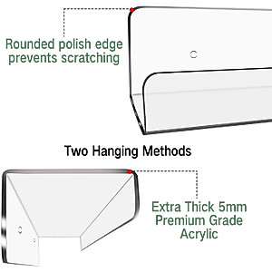 MIZUKUM 15-Inch Premium Clear Acrylic Wall Shelves: Versatile Floating Display Ledge for Books, Decor & Storage - Ideal for Living Room, Bedroom, Kitchen & Bathroom (6)
