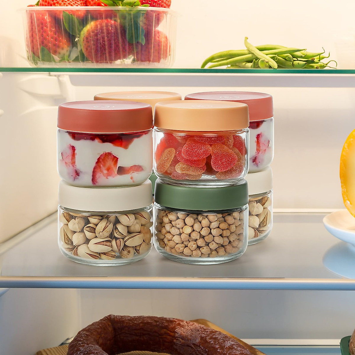 Cididu 8 Pack Glass Jar with Airtight Lid, 10 oz Overnight Oats Container, Clear Food Yogurt Container to Go, Leak Proof Glass Candy Canning Jars for Food Prep, Spice, Snacks, Jam, Beans, Kitchen