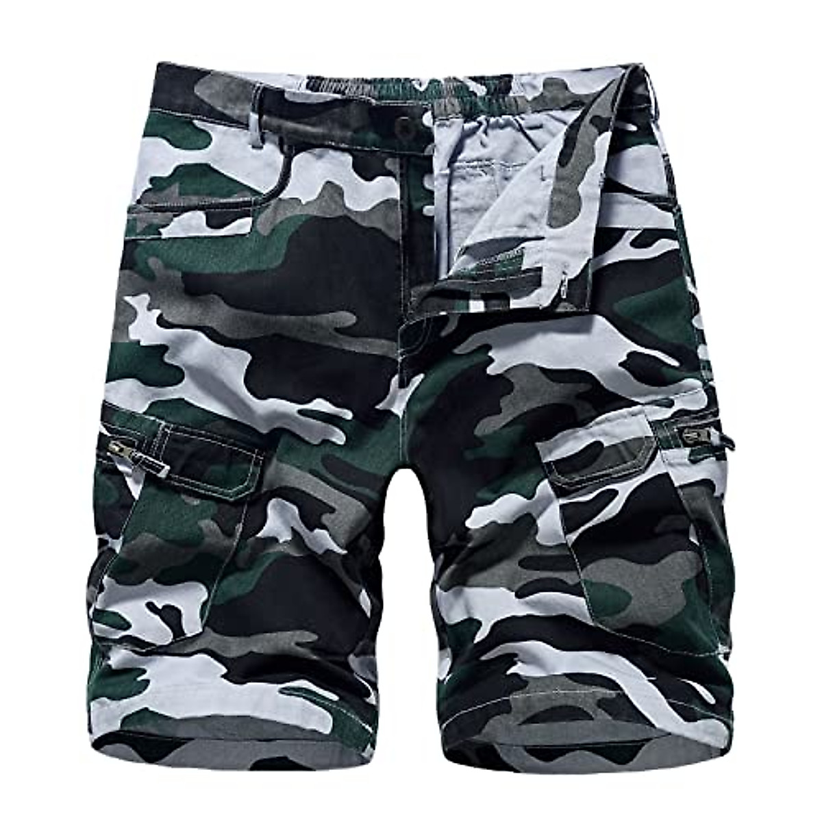 American Flag Board Shorts Men Mens Cargo Shorts Casual Camouflage Elastic Waist Tooling Shorts Outdoor Cotton Camo Multi Pockets Utility Shorts Big & Tall Sizes 46-64 Men Cargo Shorts Blue 2X