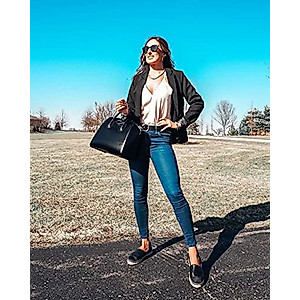 LookbookStore Jackets Casual Blazers for Women Fashion 2023 Black Jacket Suit Notched Lapel Work Office Jacket Suit 2023 Office Clothes Size Medium Women Blazer Size 8 Size 10