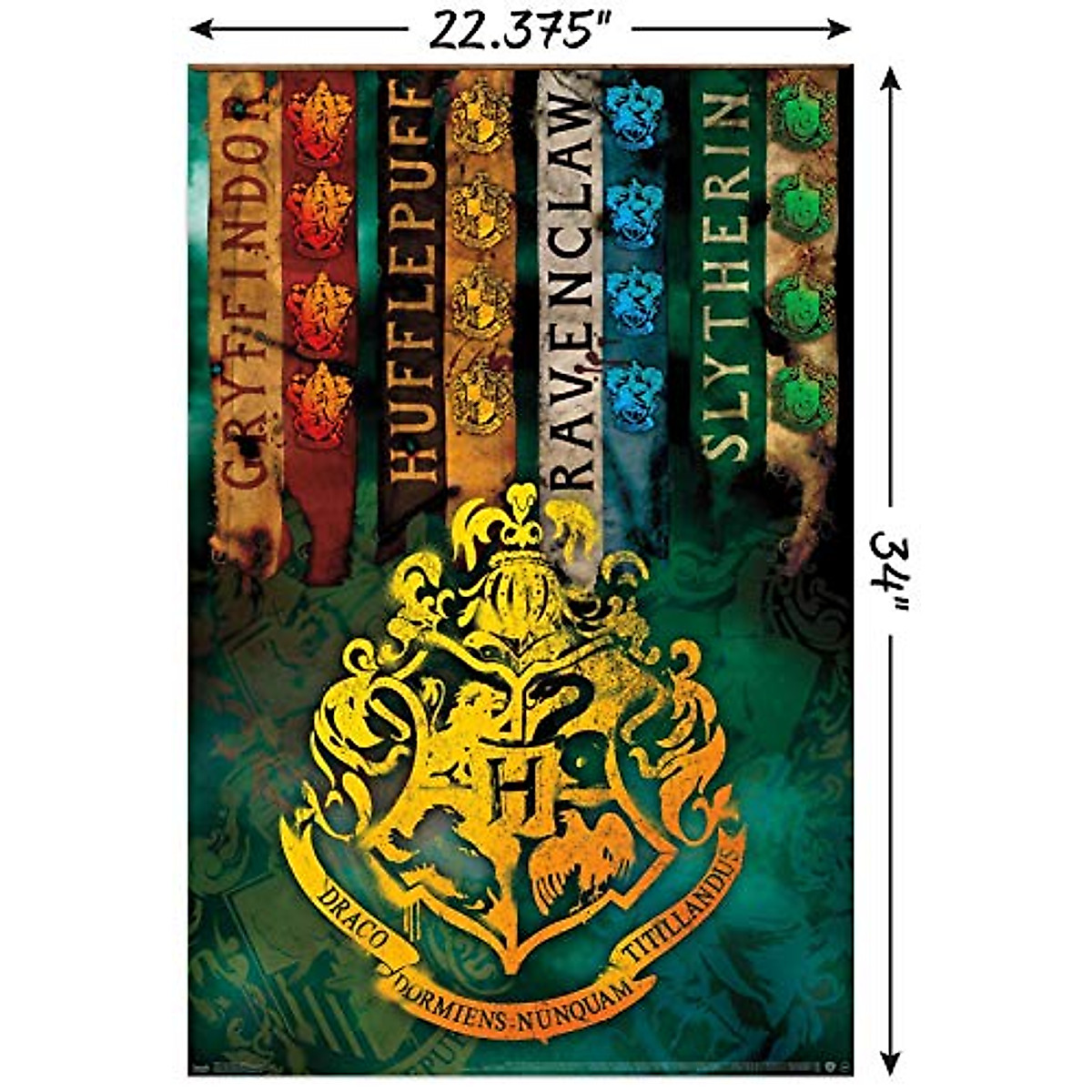 Trends International The Wizarding World: Harry Potter - House Crests Wall Poster, 22.375" x 34", Unframed Version