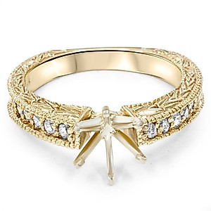 P3 POMPEII3 Gold 1/4ct Diamond Engagement Semi Mount Ring Setting - Size 8