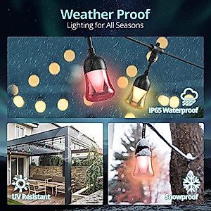 comtifyer Smart Outdoor String Lights, 32ft RGB Patio Lights with 12 Dimmable LED Bulbs, IP65 Waterproof, WiFi APP Control LED String Light for Backyard, Garden, Party