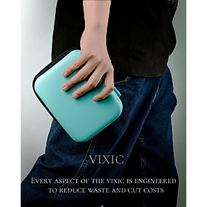 Vixic Hard Case Compatible Label Maker D1600/P3200 - Green Box with Holder for Printer & Labeling Tapes Refills and Mesh Pocket for Accessories