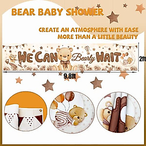 Bear Baby Shower Party Decorations We Can Bearly Wait Banner Neutral Bear Backdrop Gender Reveal Banner Porch Sign for Welcome Baby Party,Gender Neutral Bear Photo Props Supplies Indoor Outdoor