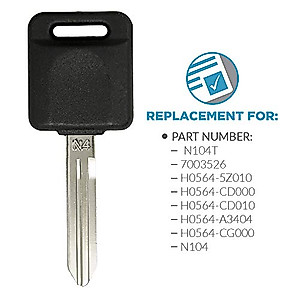Keyless2Go Replacement for New Uncut Transponder Ignition 46 Chip Car Key for Select Maxima Rogue Sentra Altima Vehicles That Use NI04T Key (2 Pack)