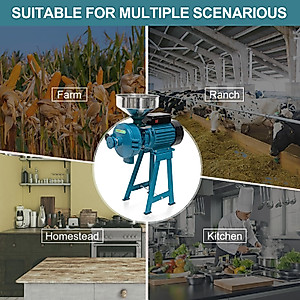 NAIZEA Grain Mills Wet Dry Cereals Grinder, Electric Grain Mill Grinder Corn Mill, Heavy Duty 3000W 110V Commercial Grain Grinder Machine, Wheat Feed Mill Flour Mill with Funnel (Dry & Wet Grinder)