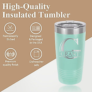 Personalized Tumbler with Engraved Name, Custom 20oz Stainless Steel Travel Mug with Lids, Monogrammed Gifts for Men with Initials, Double Wall Insulated, Unique Christmas Birthday Gift(Design 1)
