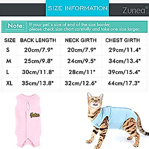 Zunea Cat Surgery Recovery Suit for Abdominal Wounds Soft Cotton Skin Diseases Clothes After Surgery Wear Cone E-Collar Alternative Clothing Kitten Surgical Pajama for Anti Licking Banana M