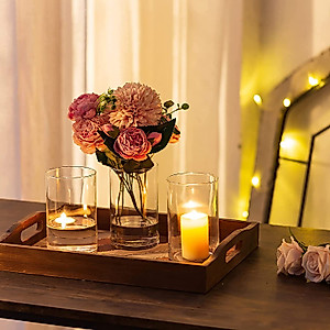 Hewory Glass Cylinder Vases Set of 6, Hurricane Candle Holders for Pillar or Floating Candles, Tall Clear Vase for Centerpieces, Round Vases for Wedding Anniversary Events Home Table Decor, 5.9in