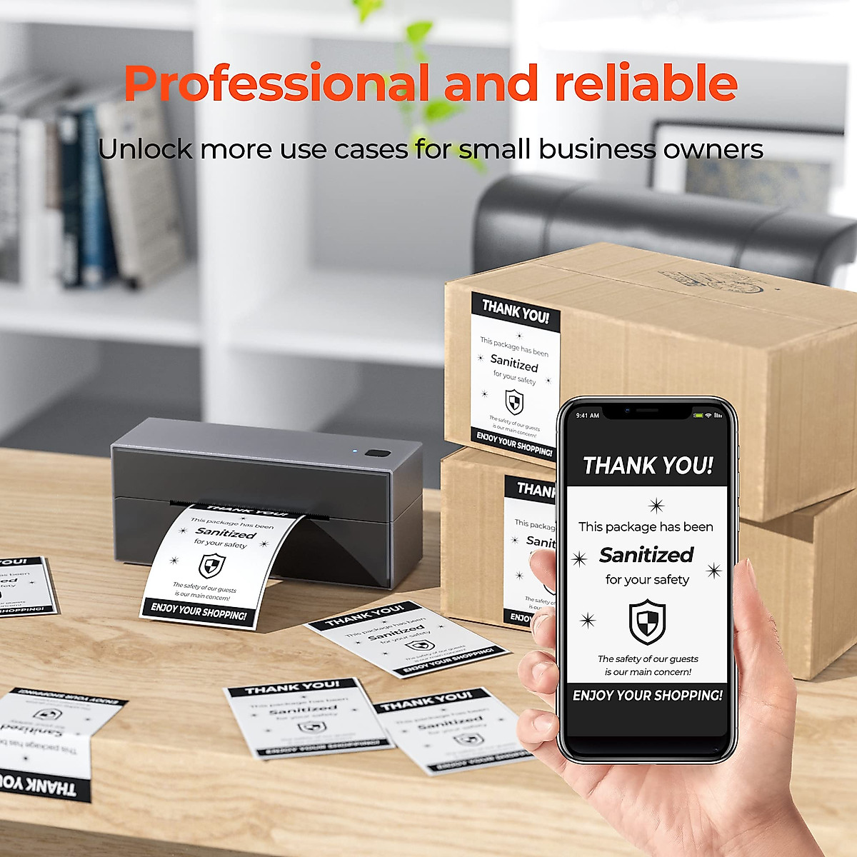 MUNBYN Shipping Label Printer, 4x6 Label Printer for Shipping Packages, USB Thermal Printer for Shipping Labels Home Small Business, with Software for Instant Conversion from 8x11 to 4x6 Labels