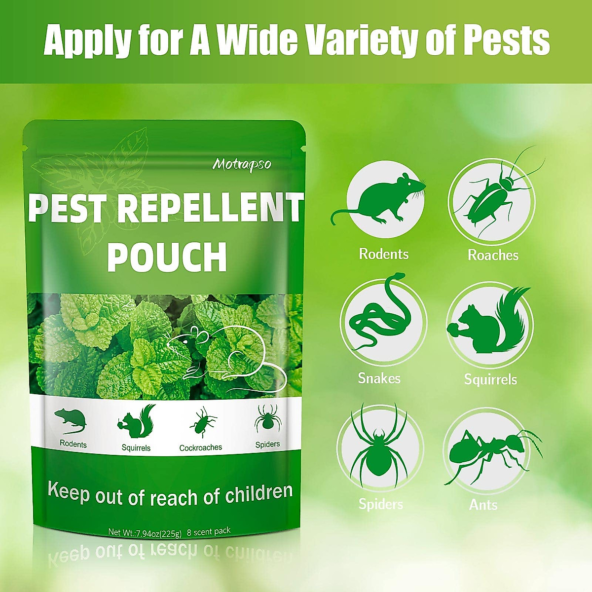 8 Pack Mouse Repellent Natural Peppermint Oils Rodent Repellent Pouches, Mice Repellent
