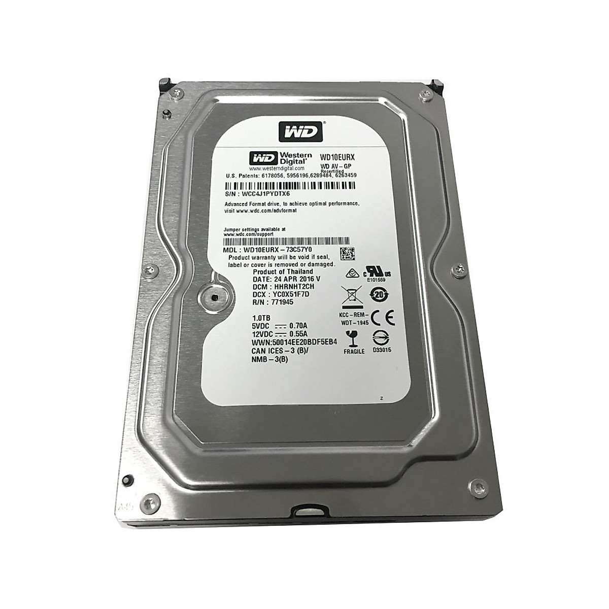 Western Digital AV-GP WD10EURX 1TB IntelliPower 64MB Cache SATA III 6.0Gb/s 3.5in Internal Hard Drive [Renewed]- w/1 Year Warranty