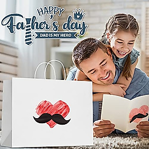 UCGOU 16x6x12 Gift Bags White Paper Bags with Handles 25Pcs Large Shopping Bags for Small Business Party Favor Bags Bulk Craft Bags Retail Bags Grocery Bags