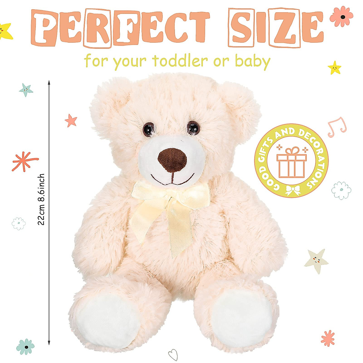 Zomiboo 7 Packs 14 Inch Plush Bear Stuffed Animals Plush Valentine Day Gift Soft Cute Stuffed Dolls Birthday Party Decorations(Cute Colors)