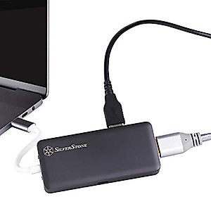 Silverstone SST-EP14C - USB 3.1 Type-C Gen1 to HDMI (res. up to 4096 x 2160 @ 30Hz), 3X USB 3.1 Gen 1 Type-A, 1x USB 3.1 Gen 1 Type-C (PD 2.0 Charging), Charcoal