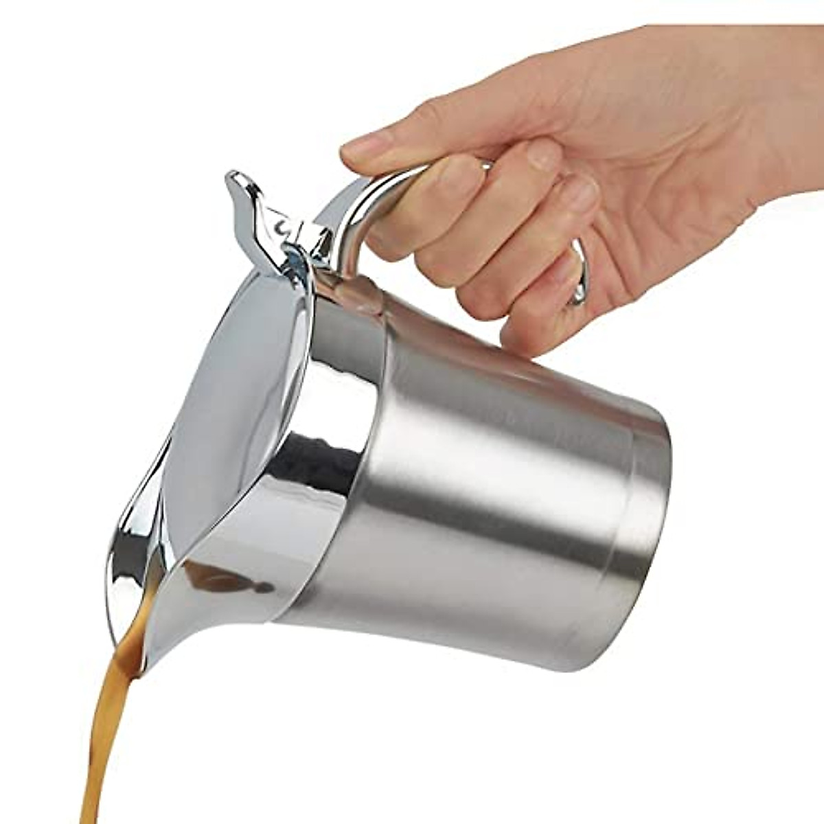 With Hinged Lid Insulated Gravy Boat (450ML/16 OZ) SU304 Stainless Steel Double Wall Gravy Warmer,Serving for Cream, Salad Dressing, Sauce