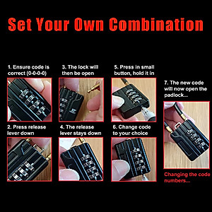 RESET-201 4 Digit Combination Padlock with 12 inch(30cm) Steel Cable,Cable Lock for Locker Luggage Suitcase Gun Case Toolbox Helmet,5mm Diameter,Black