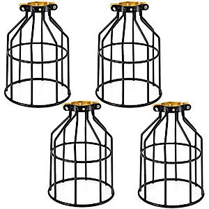 Kohree Metal Bulb Guard Lamp Cage, for Pendant Light, 32-42mm Lamp Base, Ceiling Fan Light Bulb Covers Vintage Open Style Industrial Grade Adjustable 4 Packs(Cage ONLY)