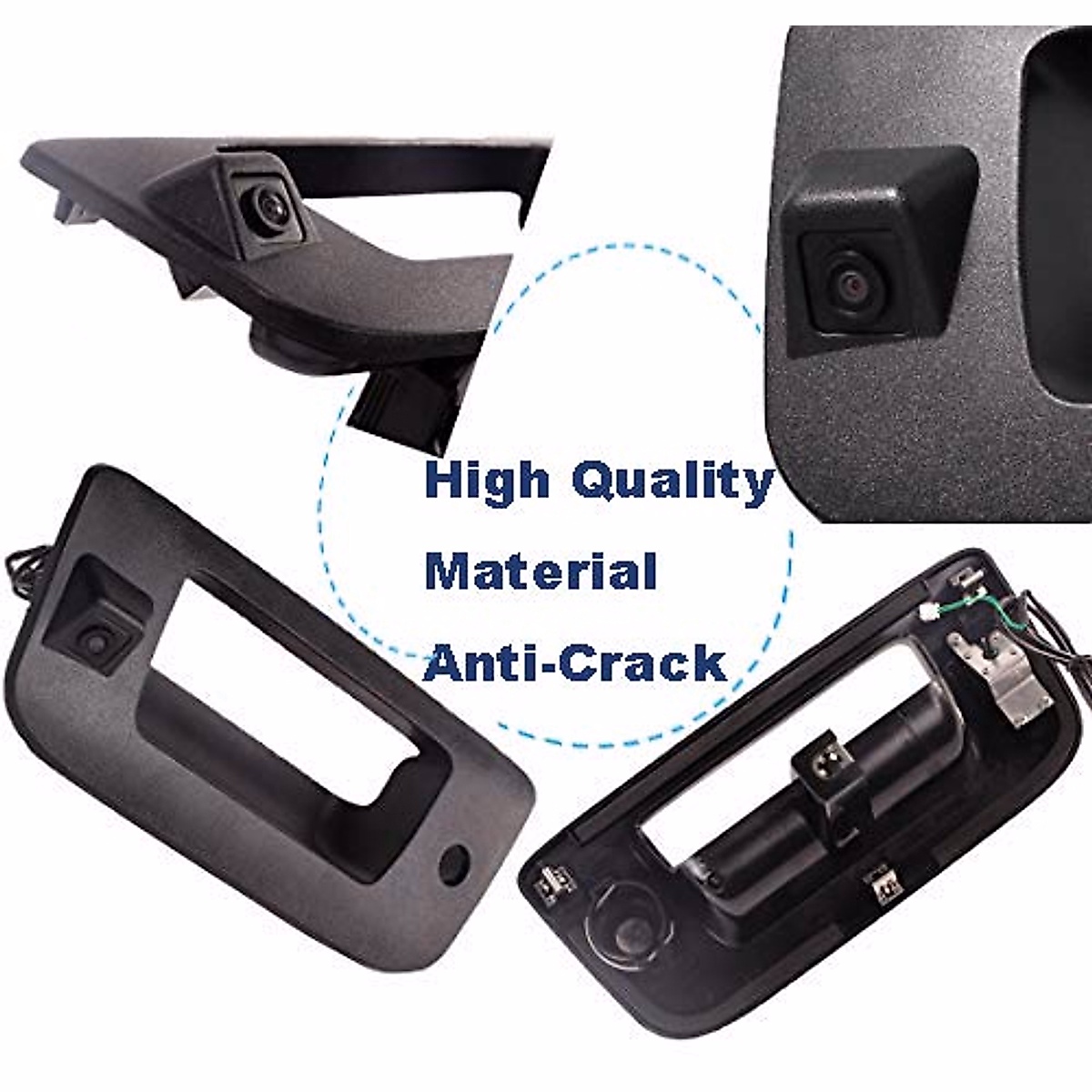 RED WOLF Tailgate Handle Rear View Backup Camera Reverse Parking W/ Guideline for Chevrolet Silverado/GMC Sierra 1500 2500HD 2007-2013 Pickup Black Waterproof