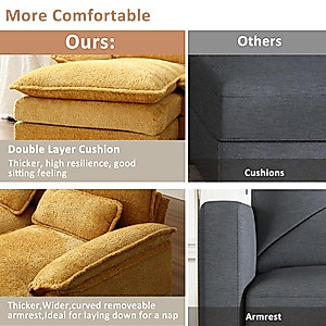 GNIXUU 110" Sectional Sofa Cloud Couch for Living Room, Modern Chenille U Shaped Couch, Comfy Modular Sofa Sleeper with Double Chaise & Memory Foam(Mustard Yellow)