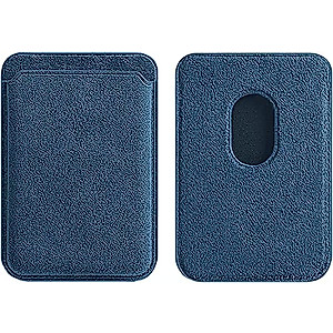 ZYSDDZ Alcantara Magnetic Phone Cardholder Compatible with iPhone 12/13/14 Series, Card Holder Compatible with MagSafe Magnet (Navy)
