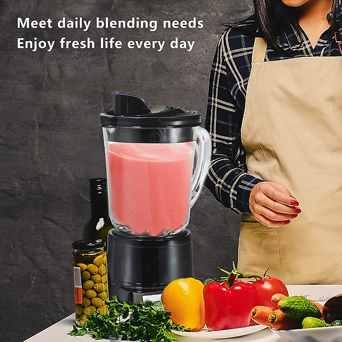 Benchtop Crusher Blender - with 14 functions and 40 oz glass jar for Shakes and Smoothies, Black