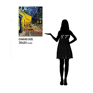 DECORARTS - Cafe Terrace At Night, Vincent Van Gogh Art Reproduction. Giclee Canvas Prints Wall Art for Home Decor 30x24