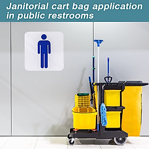 2 Pack Cleaning Cart Bag Zippered Front Replacement Janitorial Cart Bag 24 Gallon Large Capacity Commercial Cleaning Bags for Cleaning Cart Housekeeping Carts, Yellow, 26.5 x 15.5 x 10.5 Inch