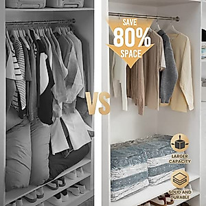 TAILI Jumbo Cube Vacuum Storage Bags 4 Pack and Hanging Vacuum Storage Bags 4 Pack, Space Saver Bags for Clothes and Bedding, Saving 80% Storage Space