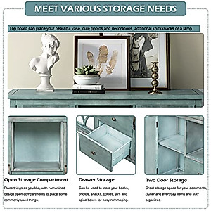 Buffet Cabinet with Storage, Storage Sideboard with 2 Glass Doors and 2 Drawer, Kitchen Console Table with Open Shelves and Storage Compartment, Accent Cabinet for Dining Room, Living Room, Bedroom