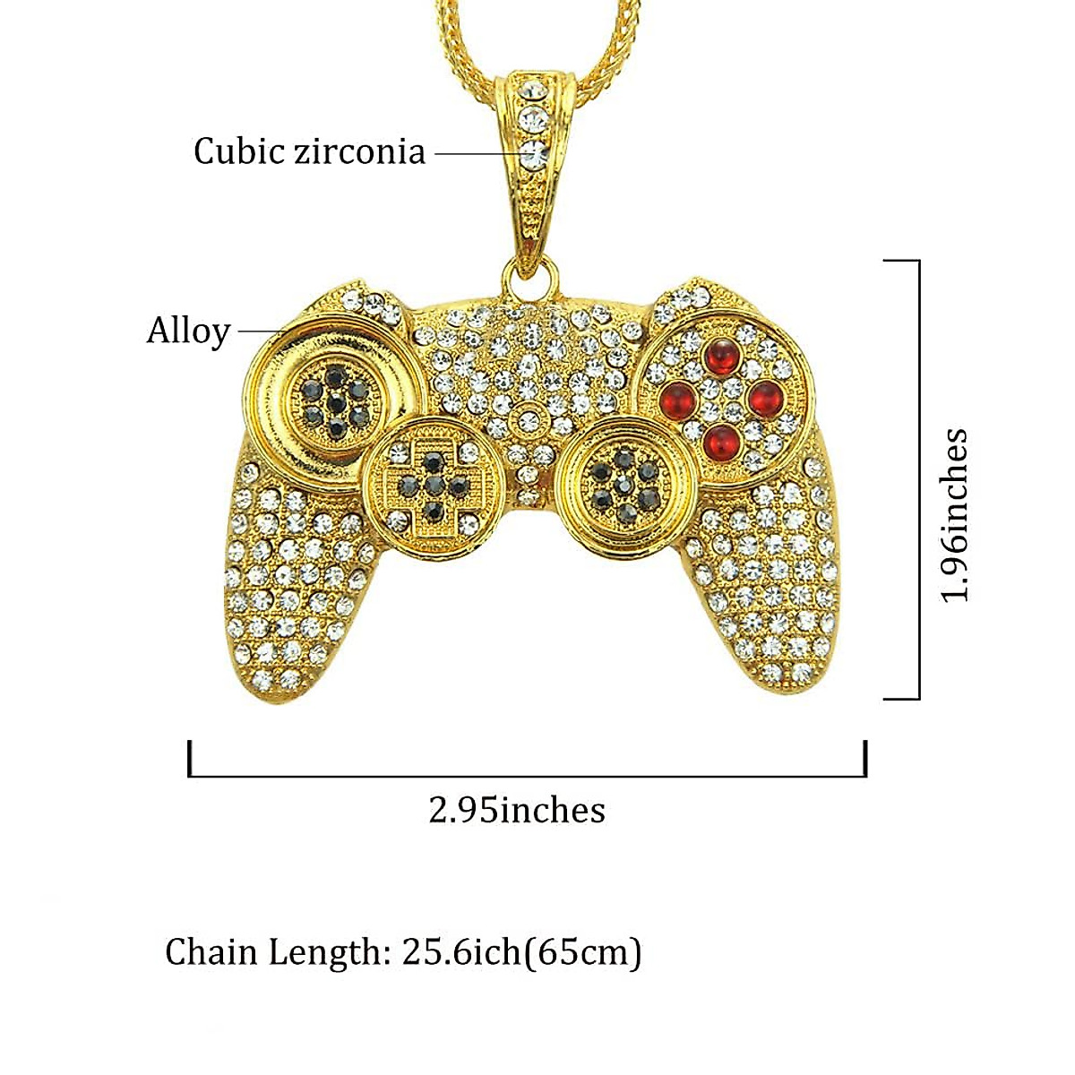 Jemant Video Game Controller Necklace For Men Women Iced Out Pendant Bling Hip Hop Cool Punk Gold Plated Game Console Handle Necklace Friendship Gift