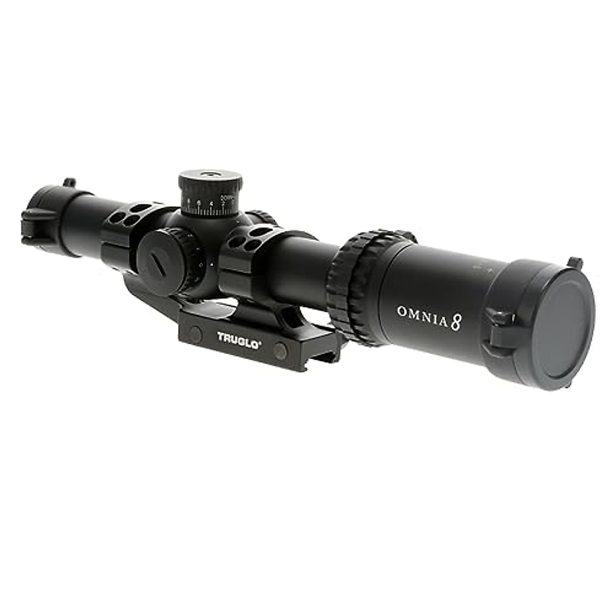 TRUGLO Omnia Tactical Hunting Shooting Durable Fogproof Shock Resistant 30mm One-Piece Aluminum Tube Illuminated All Purpose Tactical Reticle Riflescope | Flip-Up Lens Cap Included | 8 1-8X24 30MM