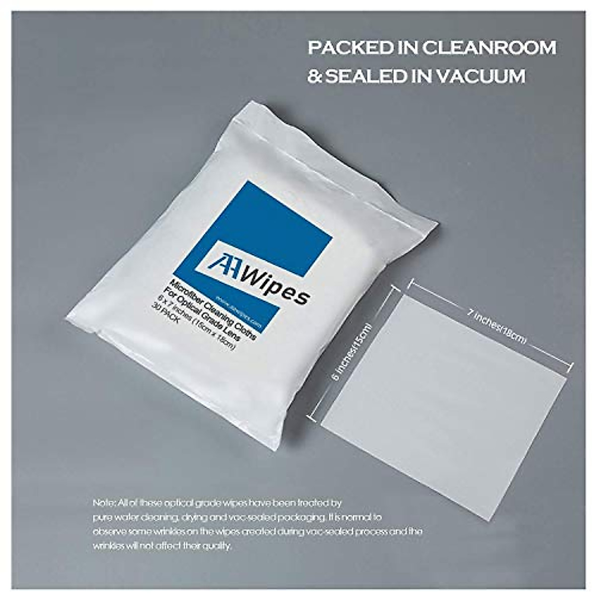 AAwipes Eyeglasses Cleaning Cloths Microfiber Lens Cleaning Cloths for Eyeglasses Optical Grade Lens, Wide Angle Lens, Telephoto Lens,Camera Lens, Microlens, Magnifier,SLR Camera Lens (6"x7", 30 Pack)