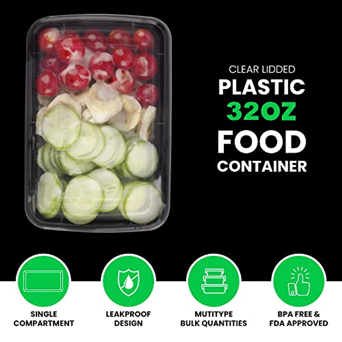 WGCC Meal Prep Containers, 10 Pack 32OZ Food Storage Containers with Lids, Extra-thick To Go Containers, Reusable Bento Lunch Box, BPA-Free, Microwave/Dishwasher/Freezer Safe