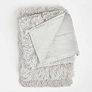 Sienna Fluffy Fleece Weighted Blankets for Adults Plush Fuzzy Warm Blanket Throw - Silver, 50" x 70" - 13.2lbs Heavy Blanket for Winter Reversible All-Season Summer Fall