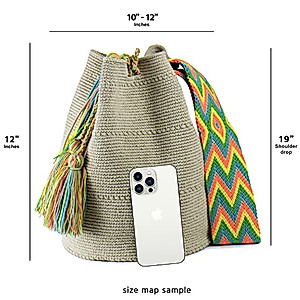 Wayuu Classic Boho Collection Hand Woven Beach Crocheted Tote Handbag (Design 33)