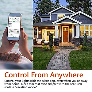 Amazon Basics Smart A19 LED Light Bulb, Color Changing, 60W Equivalent, 800LM, Works with Alexa Only, 2.4 GHz Wi-Fi, No Hub Required, 4-Pack