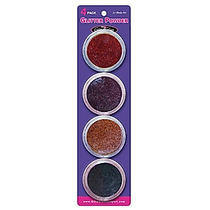 Glitter Tattoo Refill AUTUMN, ESSENTIALS, POPULAR 4 Extra Large Glitter 4 Pack for glitter tattoos & children temporary tattoos - HYPOALLERGENIC and DERMATOLOGIST TESTED!