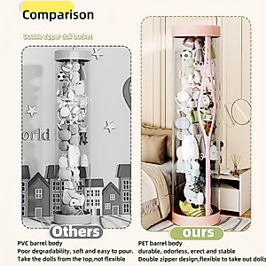 QCWRJP Large Stuffed Animal Storage Tube,Stuffed Animal Tube Storage with Zipper,Vertical Stuffed Animal Storage Tube,Kids Stuffed Animal Storage Tube,Clear Stuffed Animal Storage Tube(White,44IN)